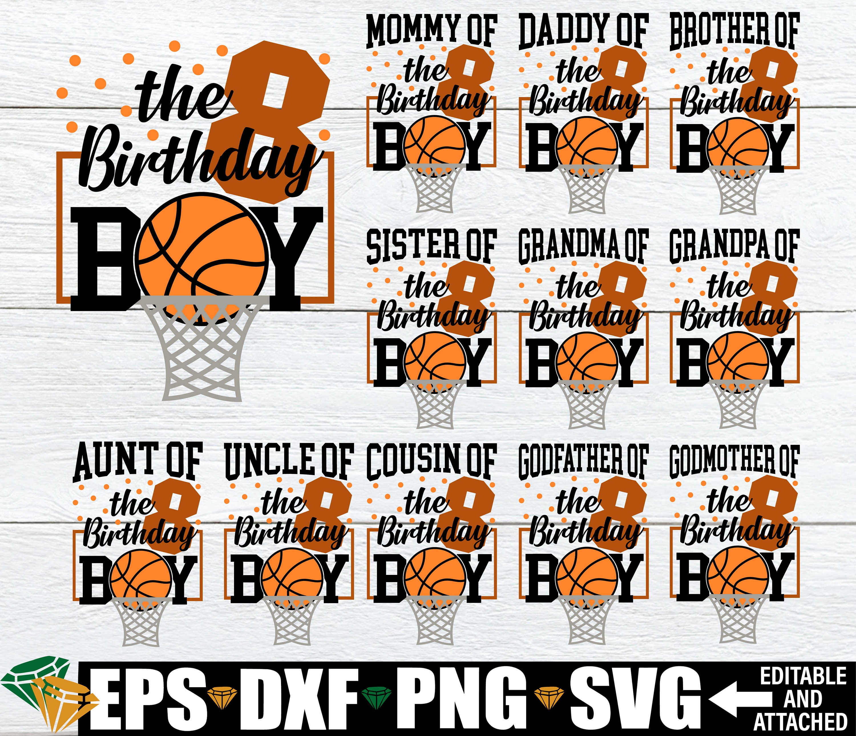 Basketball Birthday Svg, 8th Birthday Svg,matching Family Basketball ...