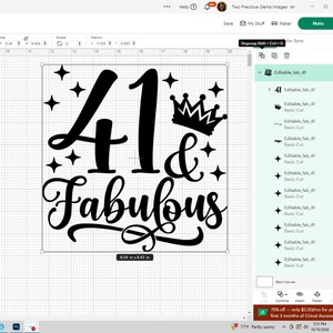 41 and Fabulous Svg, 41st Birthday Shirt Svg Png, 41st Birthday Gift ...