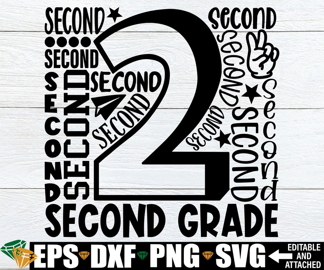 Second Grade Svg, Second Grade Typography Svg, 2nd Grade Svg, Second ...