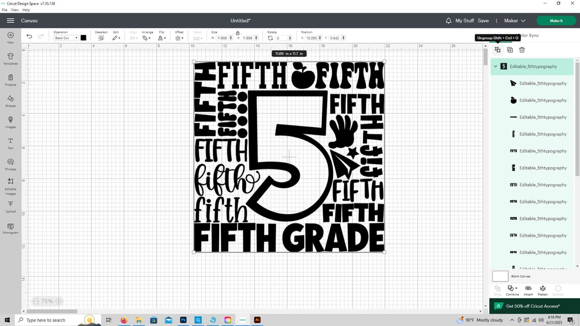 Fifth Grade, 5th Grade Typography Shirt Svg, 5th Grade Teacher Shirt ...