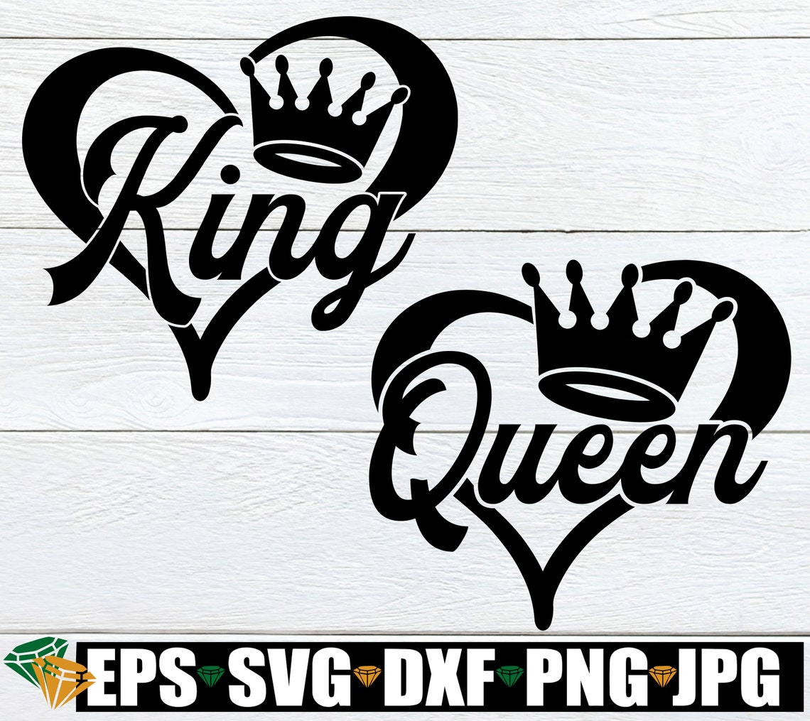 King and Queen SVG Matching Couple Valentine's Day - Etsy