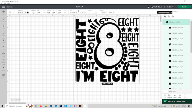 I'm Eight, Number 8 Typography Word Art, 8th Birthday Shirt Svg, 8th ...