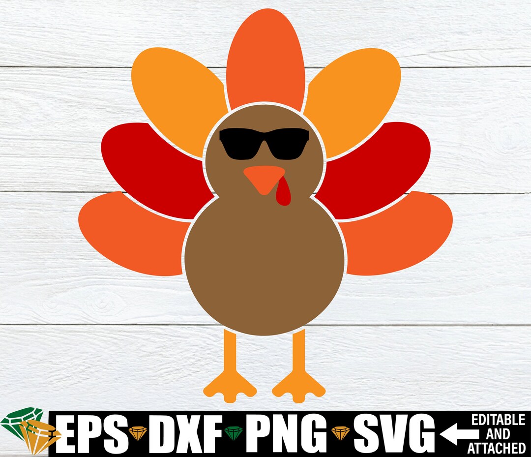 Turkey With Sunglasses Svg, Thanksgiving Turkey Svg, Turkey Clipart ...