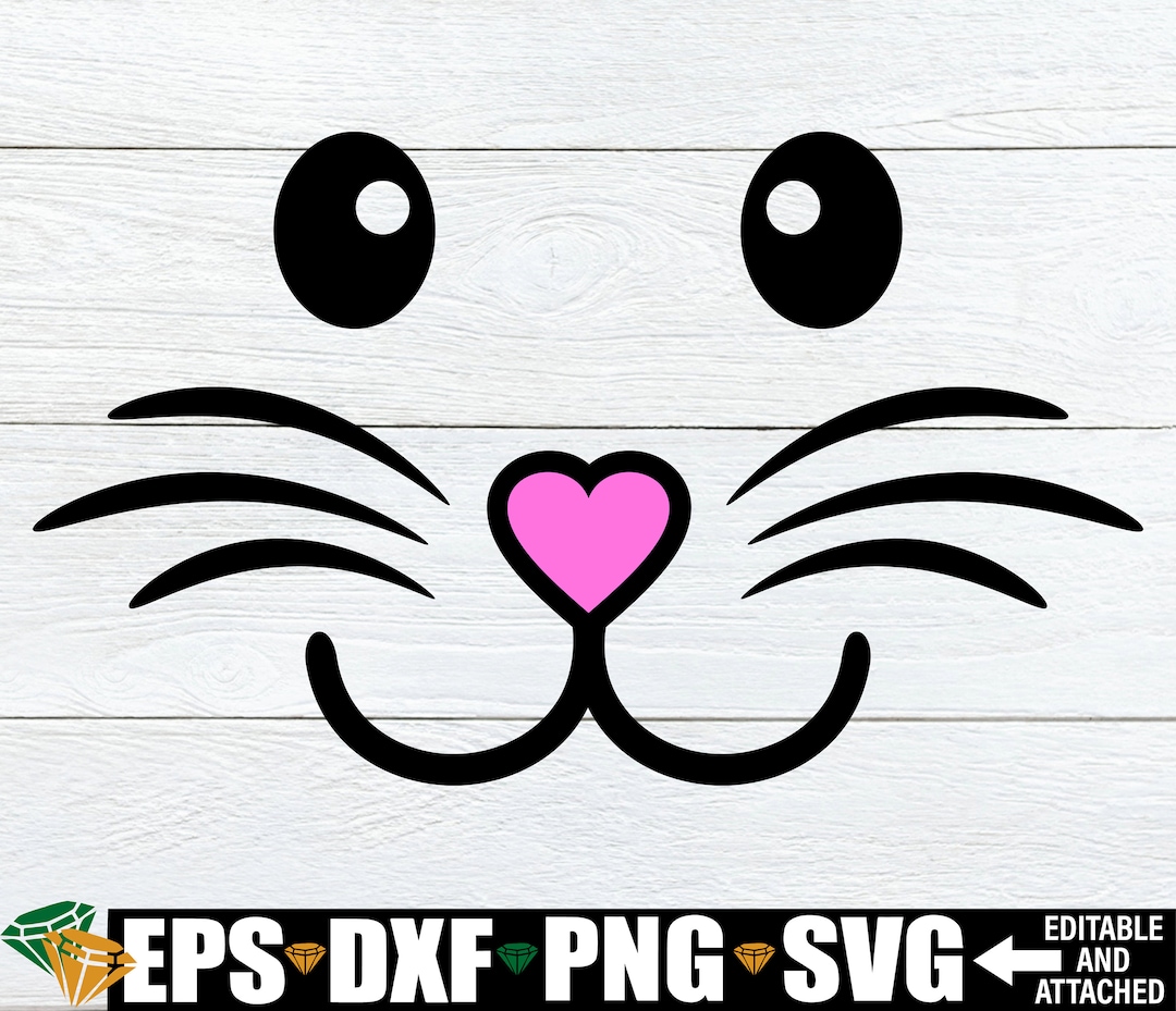 Bunny Face Svg, Easter Svg, Cute Easter Svg, Cute Bunny Face Svg, Bunny ...