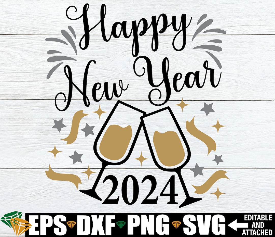 Happy New Year Svg, 2024 New Years Door Sign Svg. New Years Svg, New ...