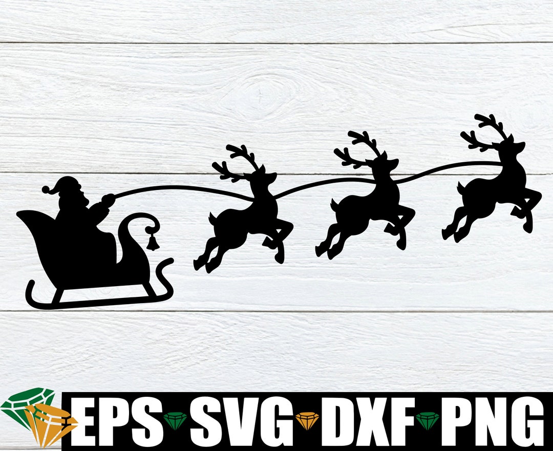 Santa With Sleigh and Reindeer Svg, Christmas Clipart, Christmas ...