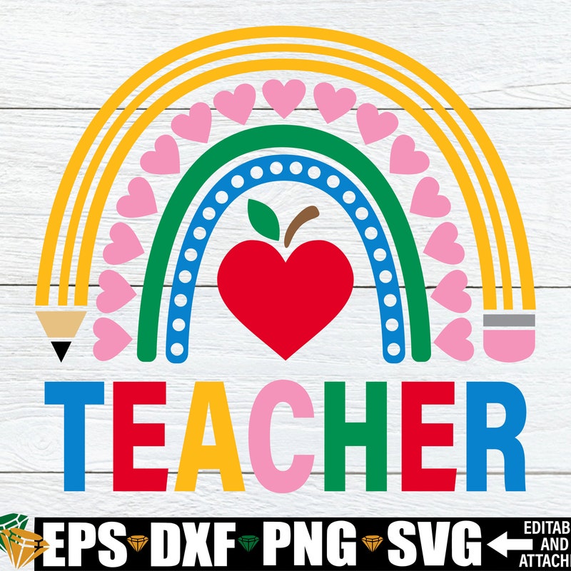 Rainbow Teacher Svg - Etsy