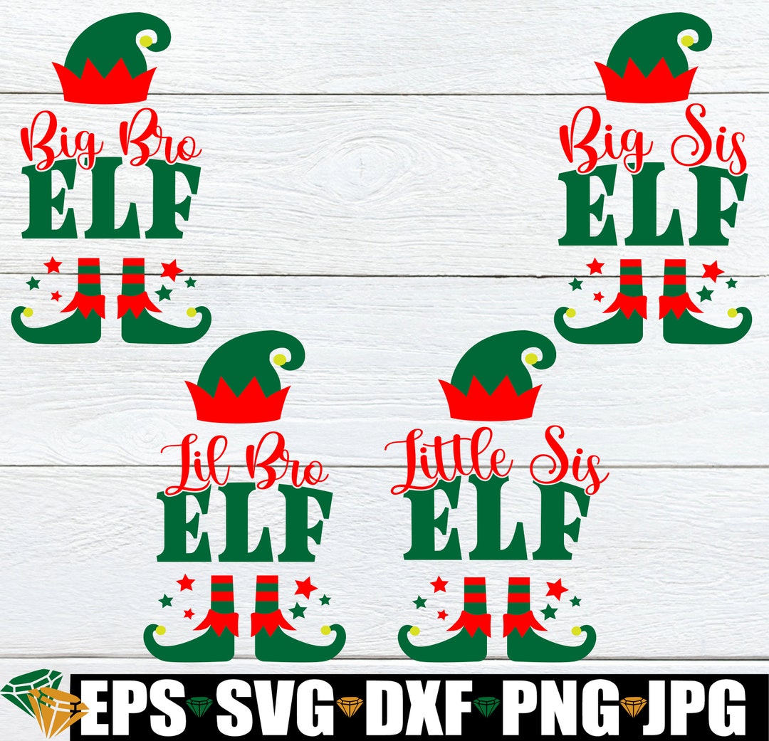 Brother and Sister Elf. Big Brother Elf. Big Sister Elf. Kids Matching ...