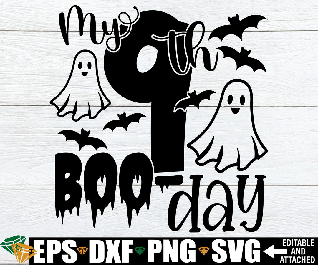 Halloween Birthday Svg, My 9th Boo Day Svg, 9th Halloween Birthday ...