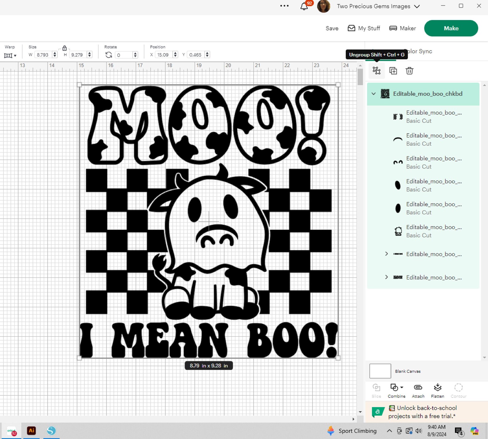 Moo I Mean Boo, Funny Halloween Svg, Kids Halloween Shirt Svg Png ...