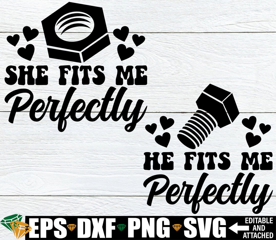 She He Fits Me Perfectly, Funny Matching Couple Valentine's Day, Funny ...