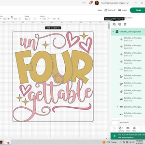 Un FOUR Gettable Svg, Girls 4th Birthday Svg, 4th Birthday Cut File ...