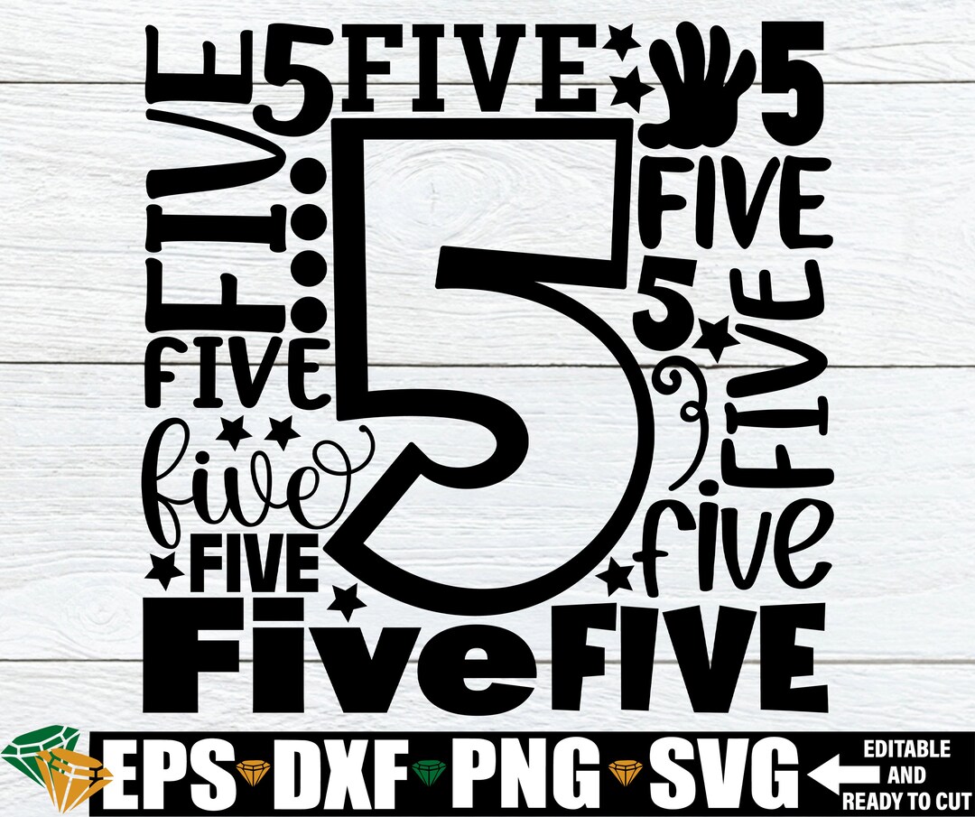 Number 5 Svg, 5th Birthday Svg, 5th Birthday Boy Shirt Svg, 5th ...