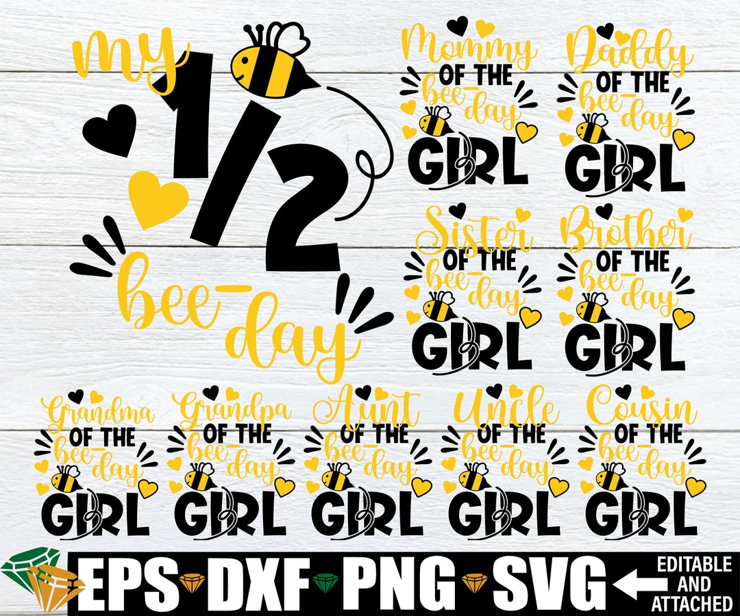 My Half-bee Day Bundle, Girl Half Birthday Svg,half Birthday Svg ...