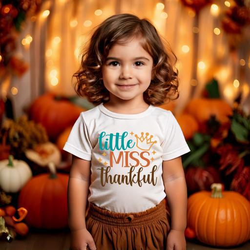 Little Miss Thankful Svg Png, Girls Thanksgiving Shirt Svg Png, Girls ...