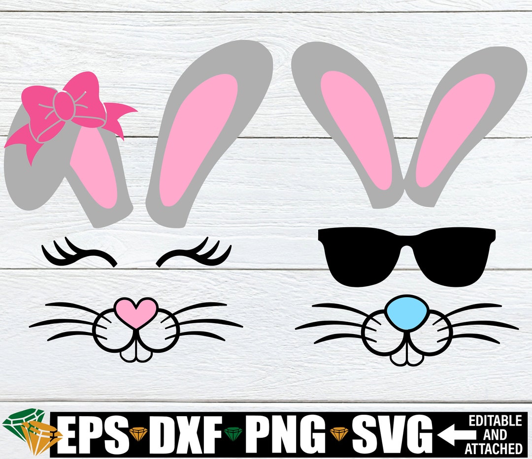 Easter Bunny Face Svg. Bunny Face SVG, Matching Bunny Face Svg. Boy ...
