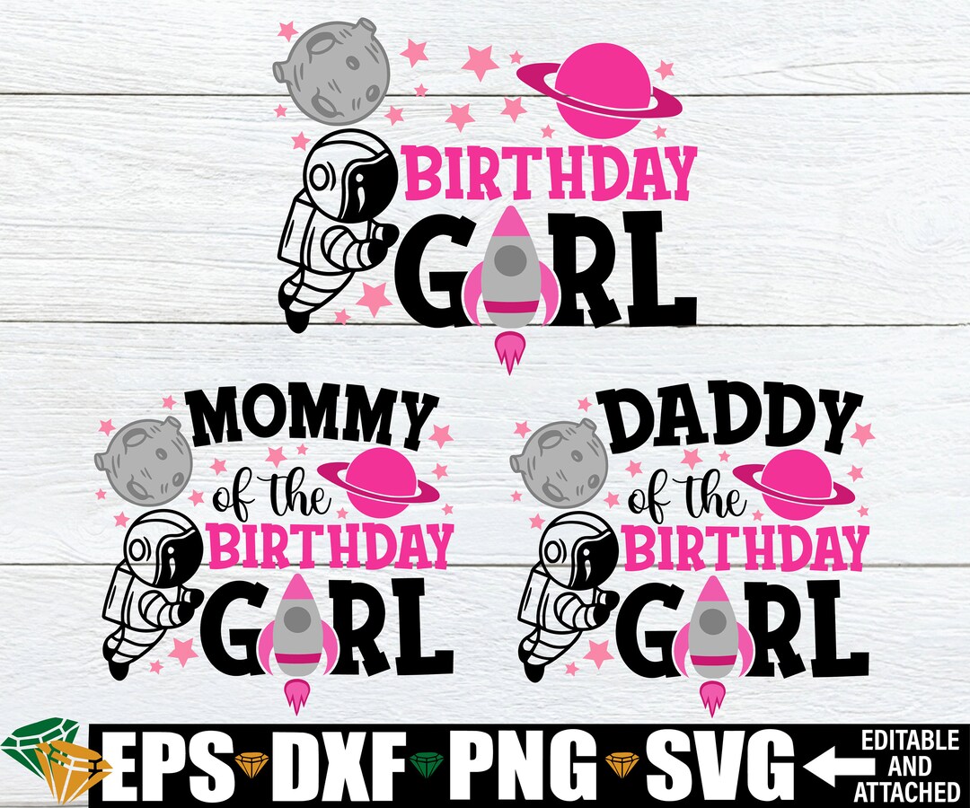 Space Birthday Svg, Girl Space Birthday Bundle SVG PNG, Girls Space ...