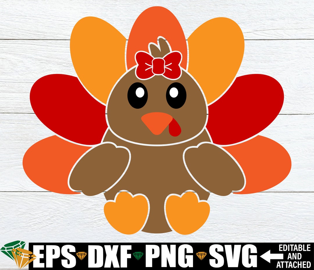 Cute Baby Girl Turkey Svg, Girl Thanksgiving Turkey Svg, Turkey Girl ...