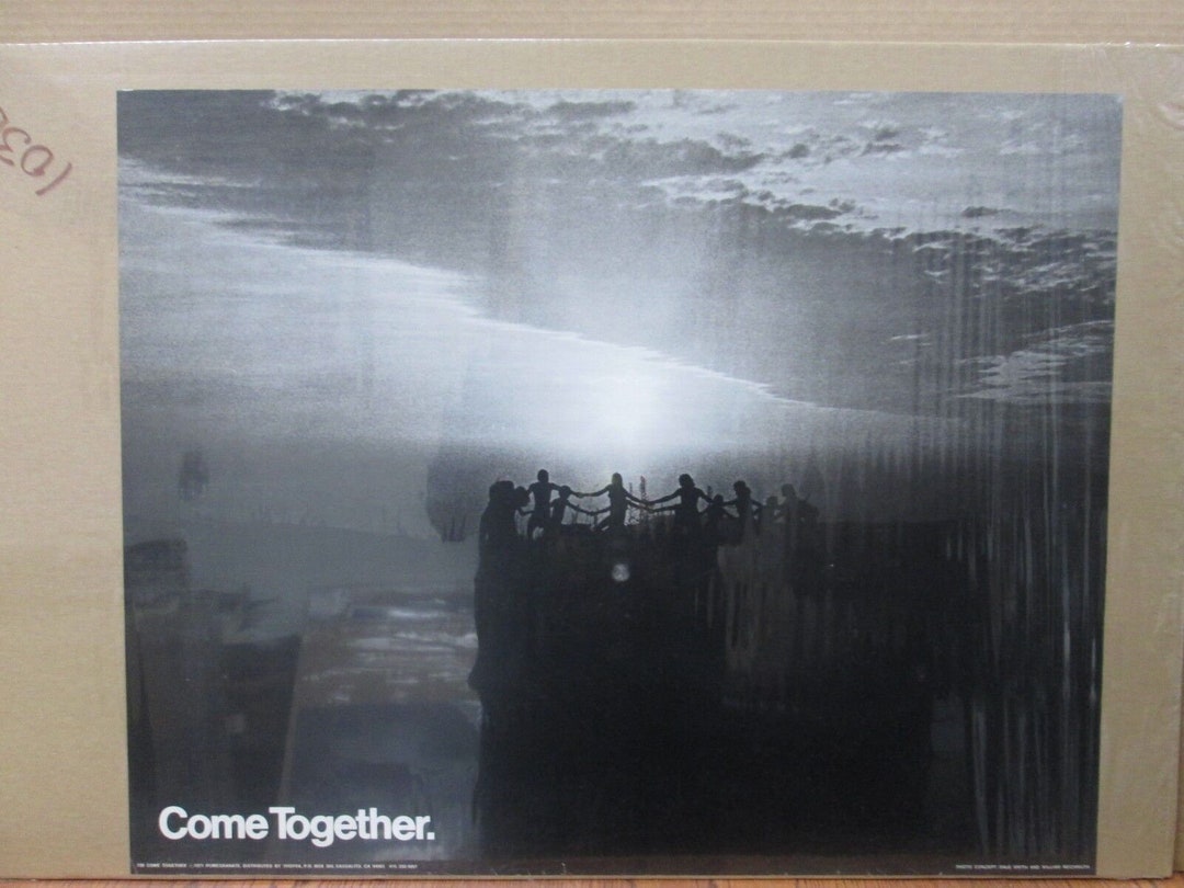 Vintage Black & White Poster Come Together Peace Love 1971 - Etsy
