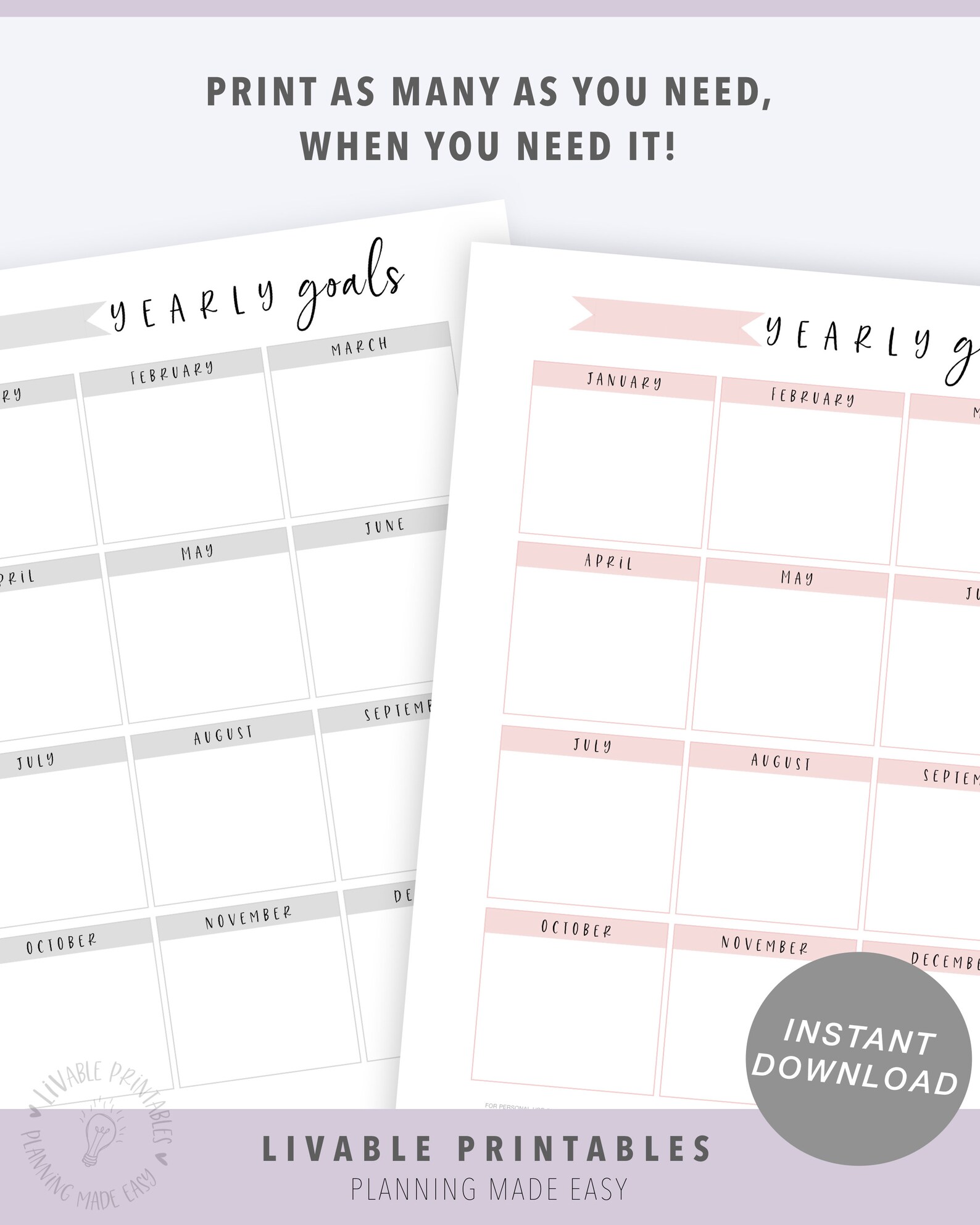 2020 Yearly Goal Planner | Printable PDF - Etsy