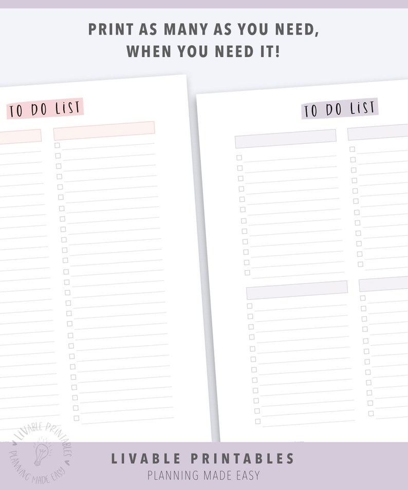 To Do List Bundle A4, A5, Half & Letter - Etsy