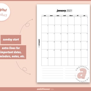 2021 Monthly Planner Printable A5 Planner Insert Dated Monthly on One ...