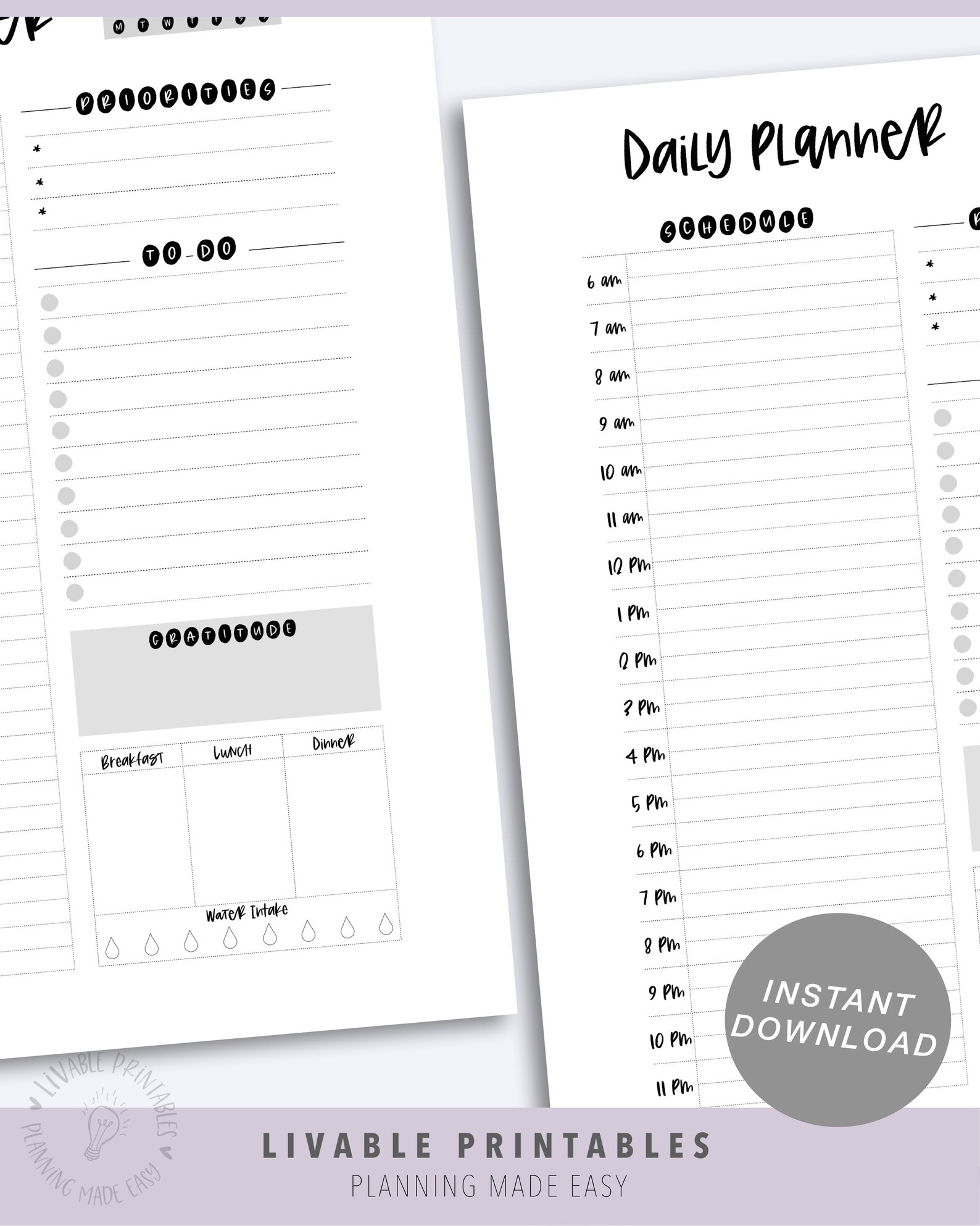 Daily Planner Printable Daily Planner PDF - Etsy