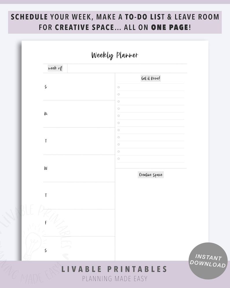 Weekly Planner Printable 2020 Weekly to Do List - Etsy