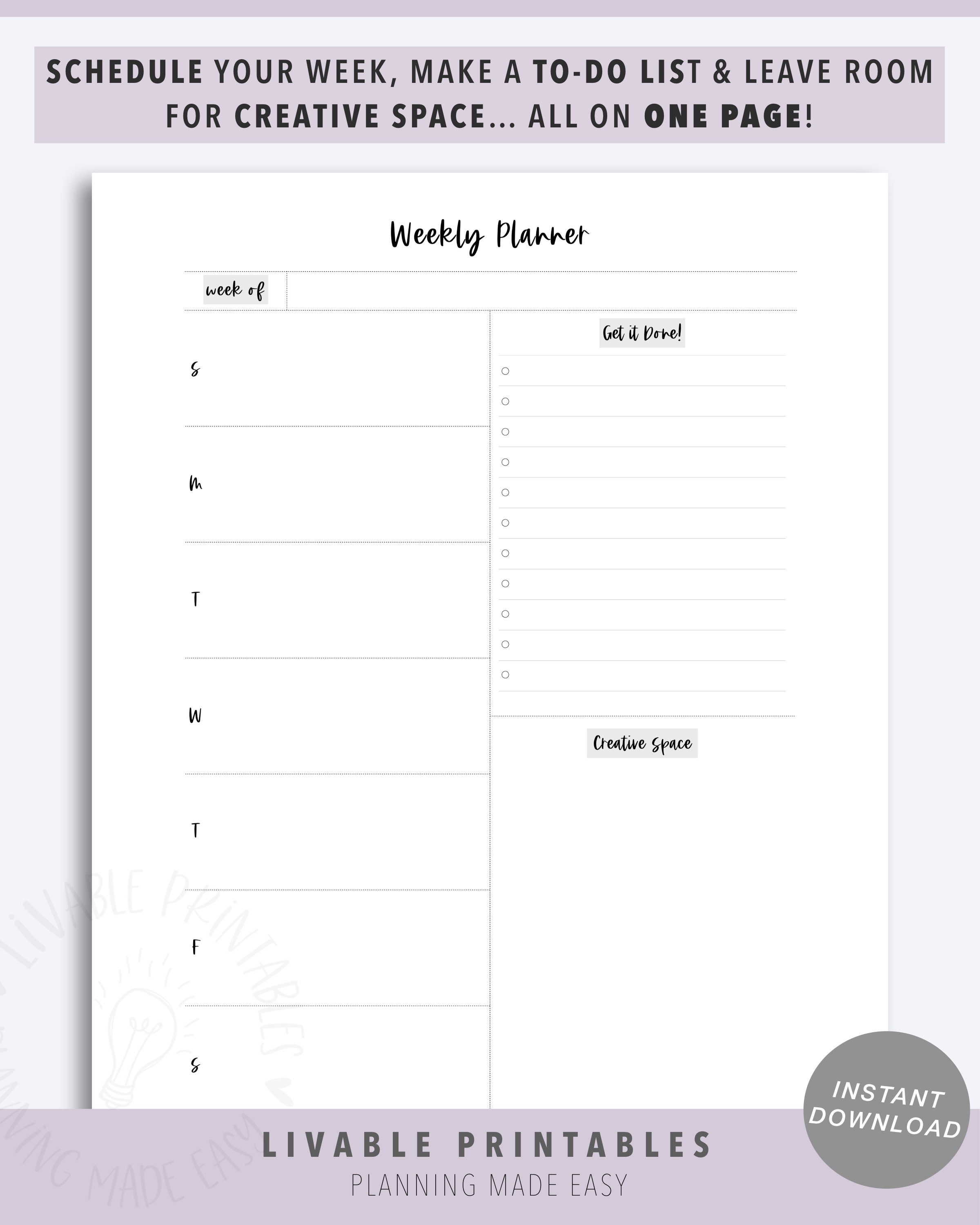 Weekly Planner Printable 2020 Weekly To Do List | Etsy