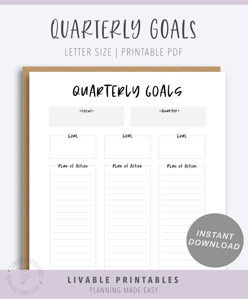 Quarterly Goals Planner| Goal Planner, NEW FONT! - Etsy