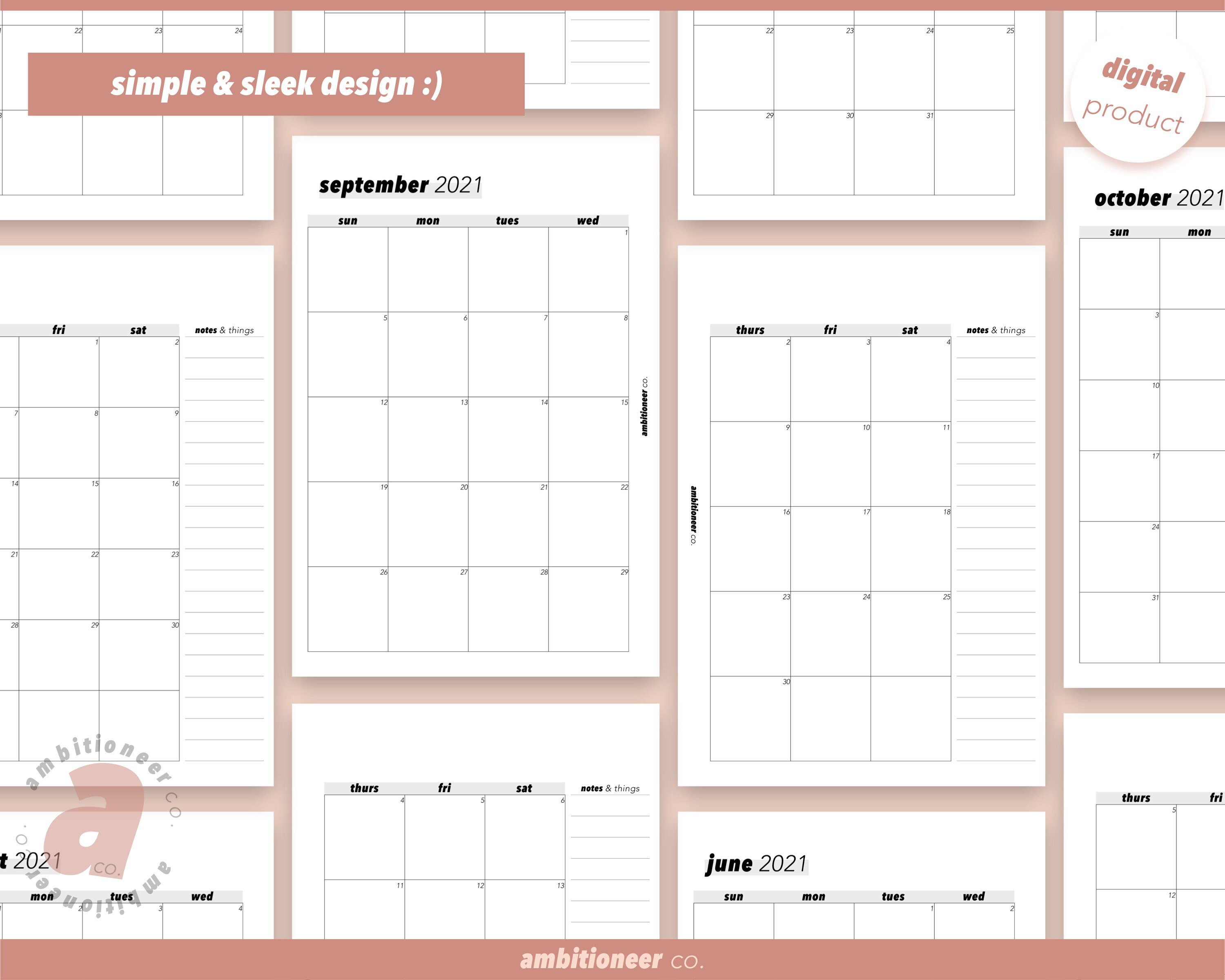 2021 Monthly Planner Printable | A5 Planner Insert | Dated Monthly on ...