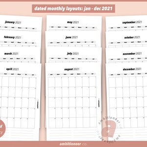 2021 Monthly Planner Printable A5 Planner Insert Dated Monthly on One ...