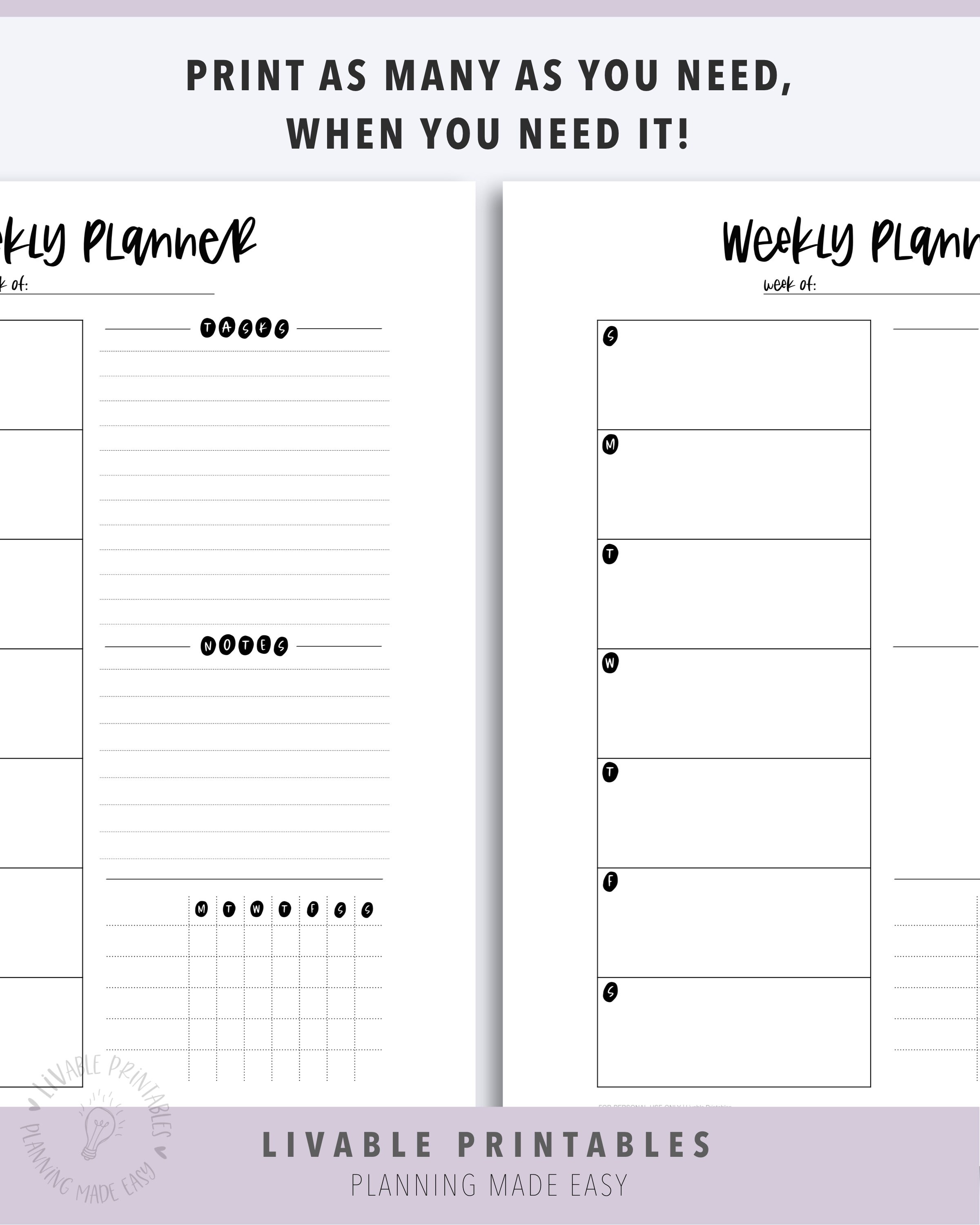 2020 Weekly Planner Weekly Planner Printable - Etsy