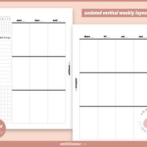 Undated Vertical Weekly Planner A5 Weekly Planner Printable - Etsy