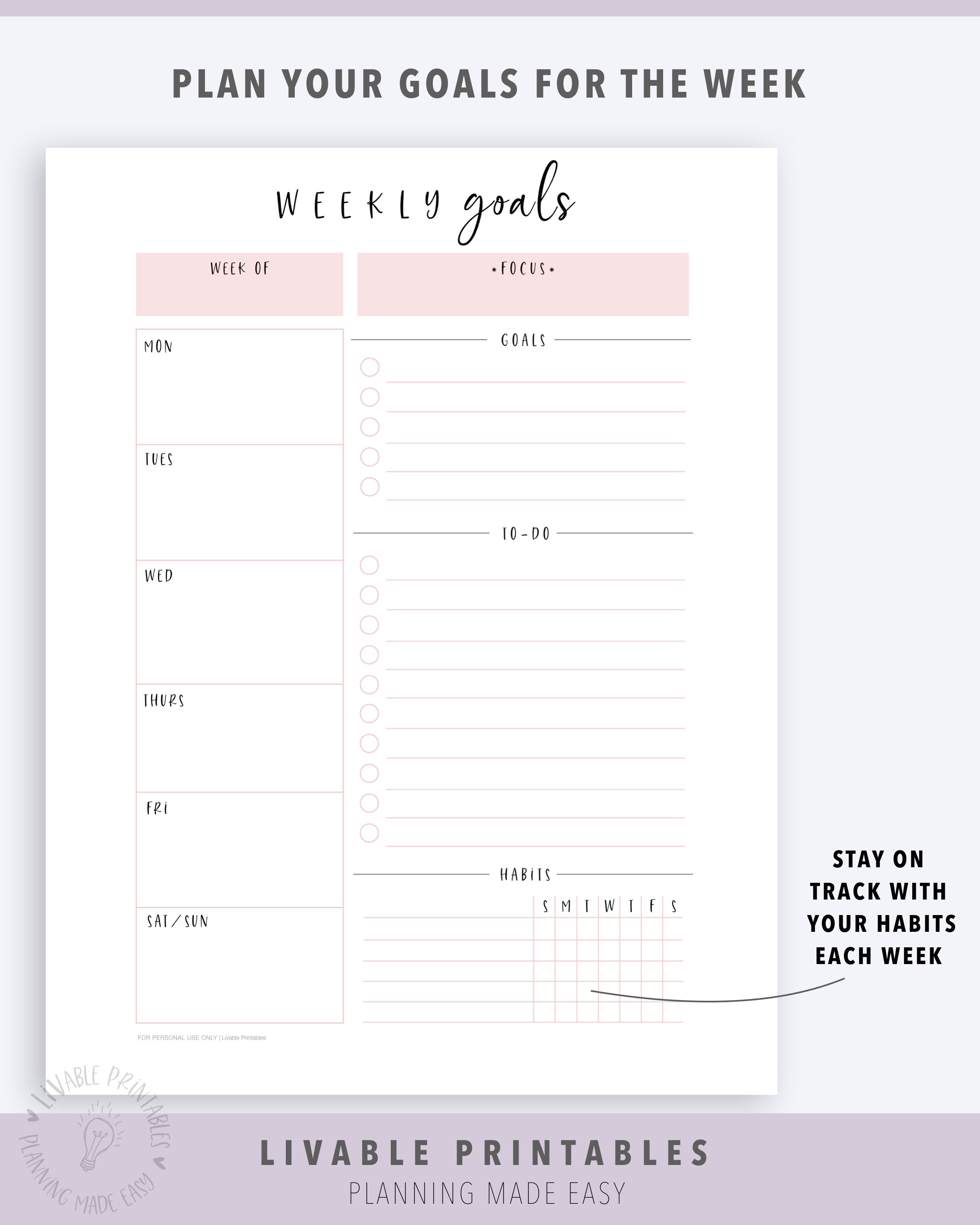 Goal Planning Kit | Printable Planner Set | Digital Download - Etsy
