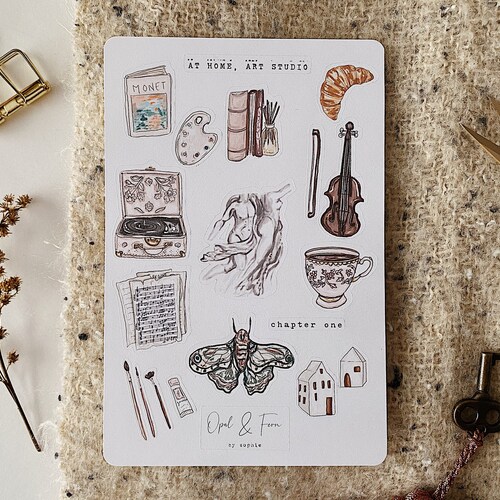 At Home Art Studio Sticker Sheet - Etsy