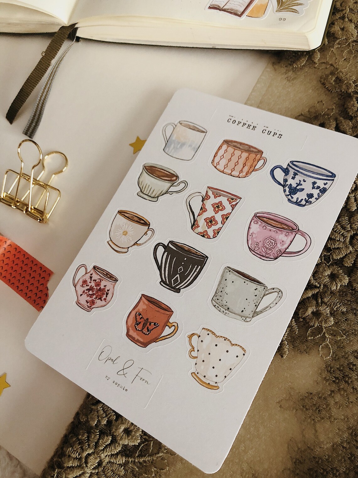 Coffee Cups Sticker Sheet - Etsy