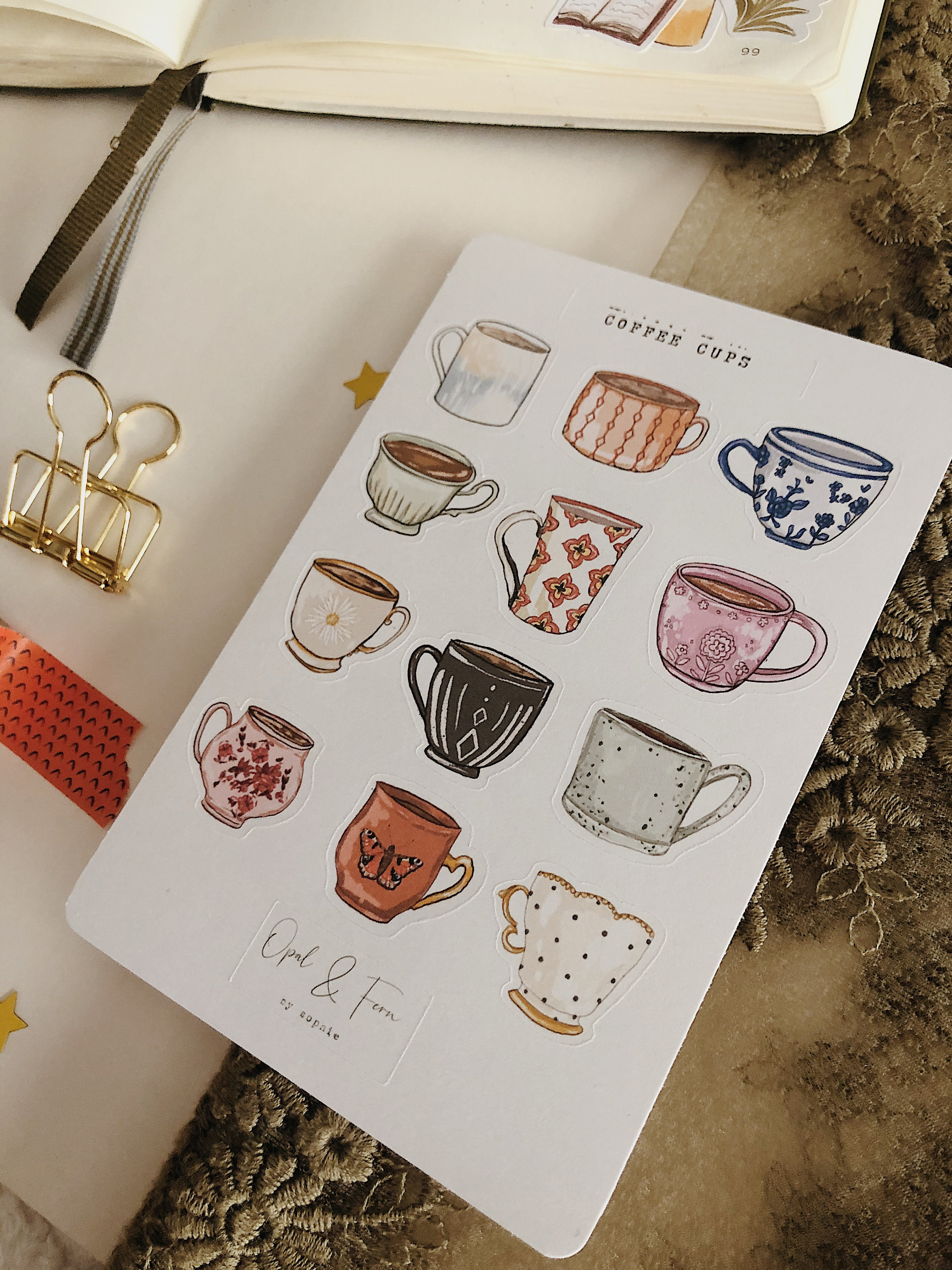 Coffee Cups Sticker Sheet - Etsy