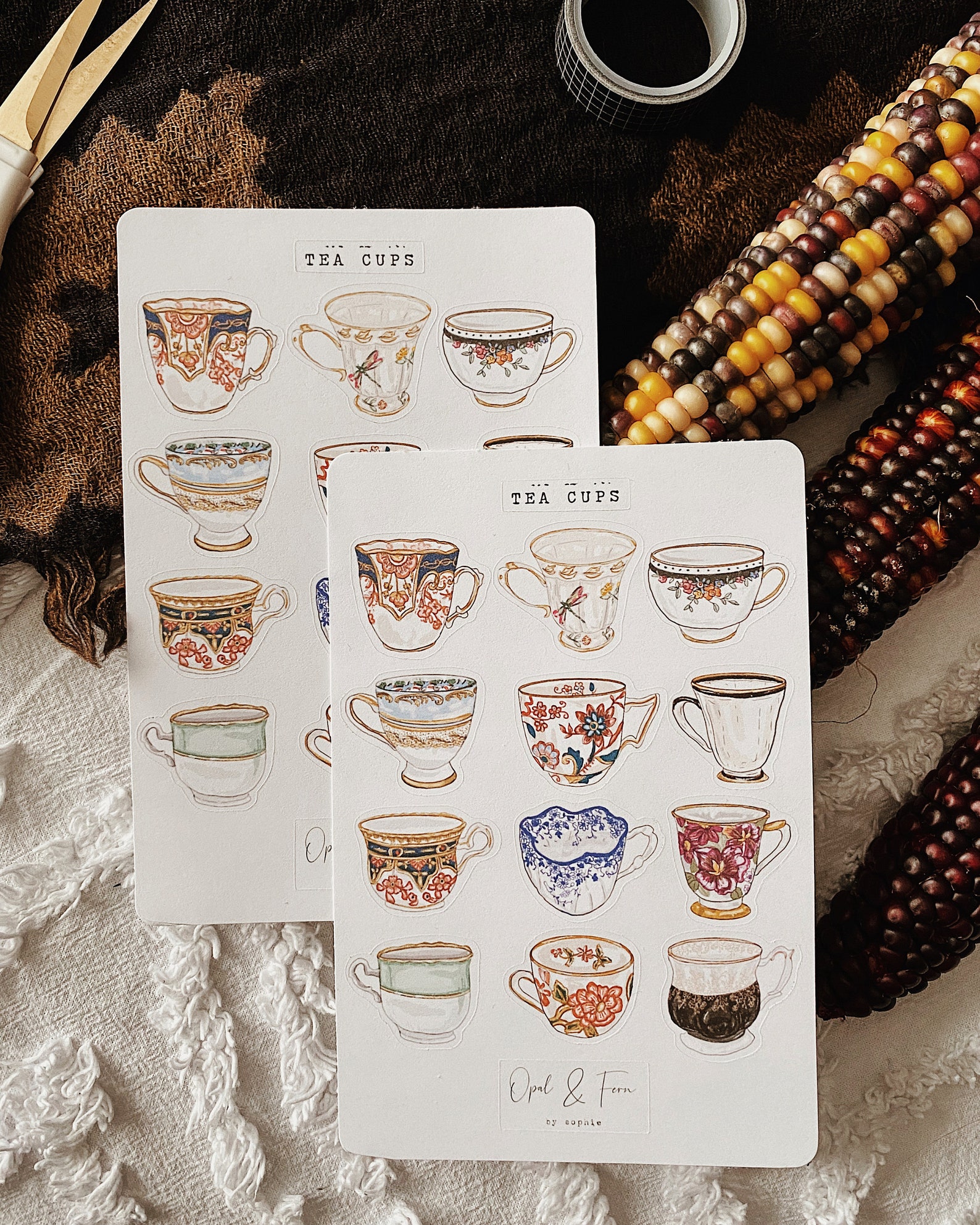 Tea Cups Sticker Sheet | Etsy