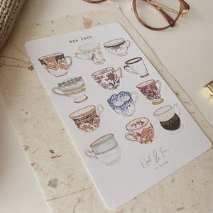 Tea Cups Sticker Sheet - Etsy