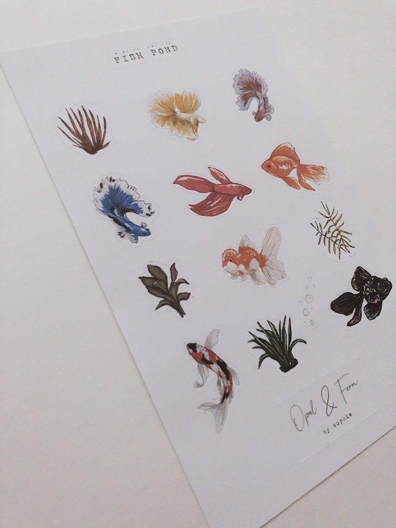 Fish Pond Sticker Sheet - Etsy