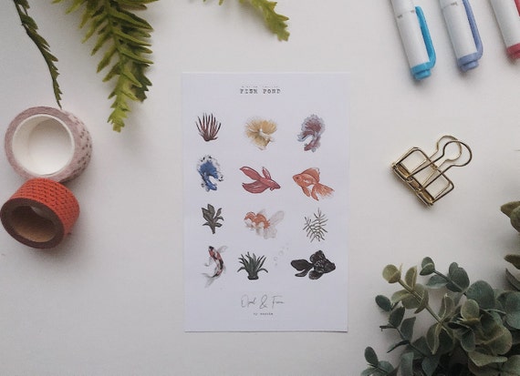 Fish Pond Sticker Sheet | Etsy