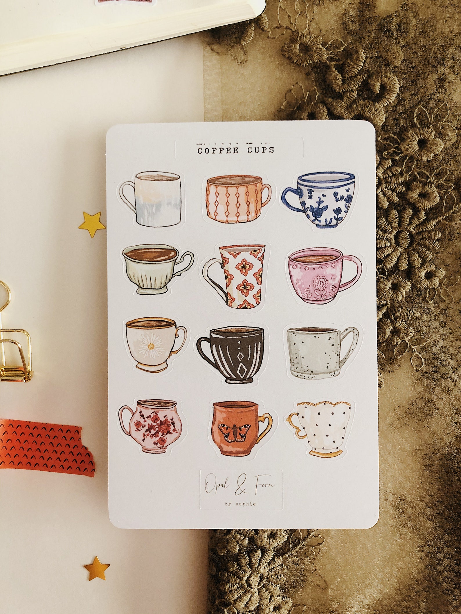 Coffee Cups Sticker Sheet | Etsy
