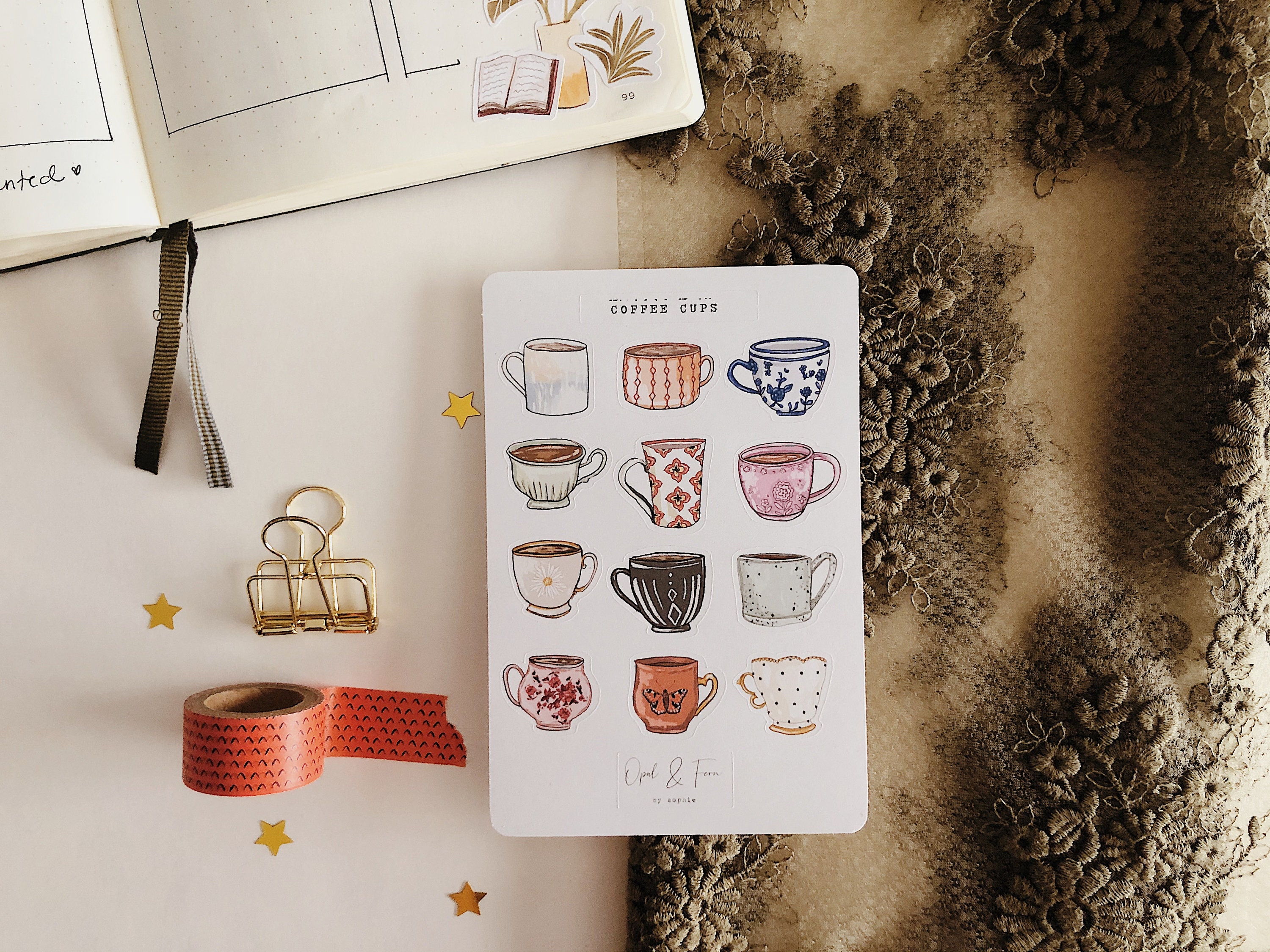 Coffee Cups Sticker Sheet - Etsy