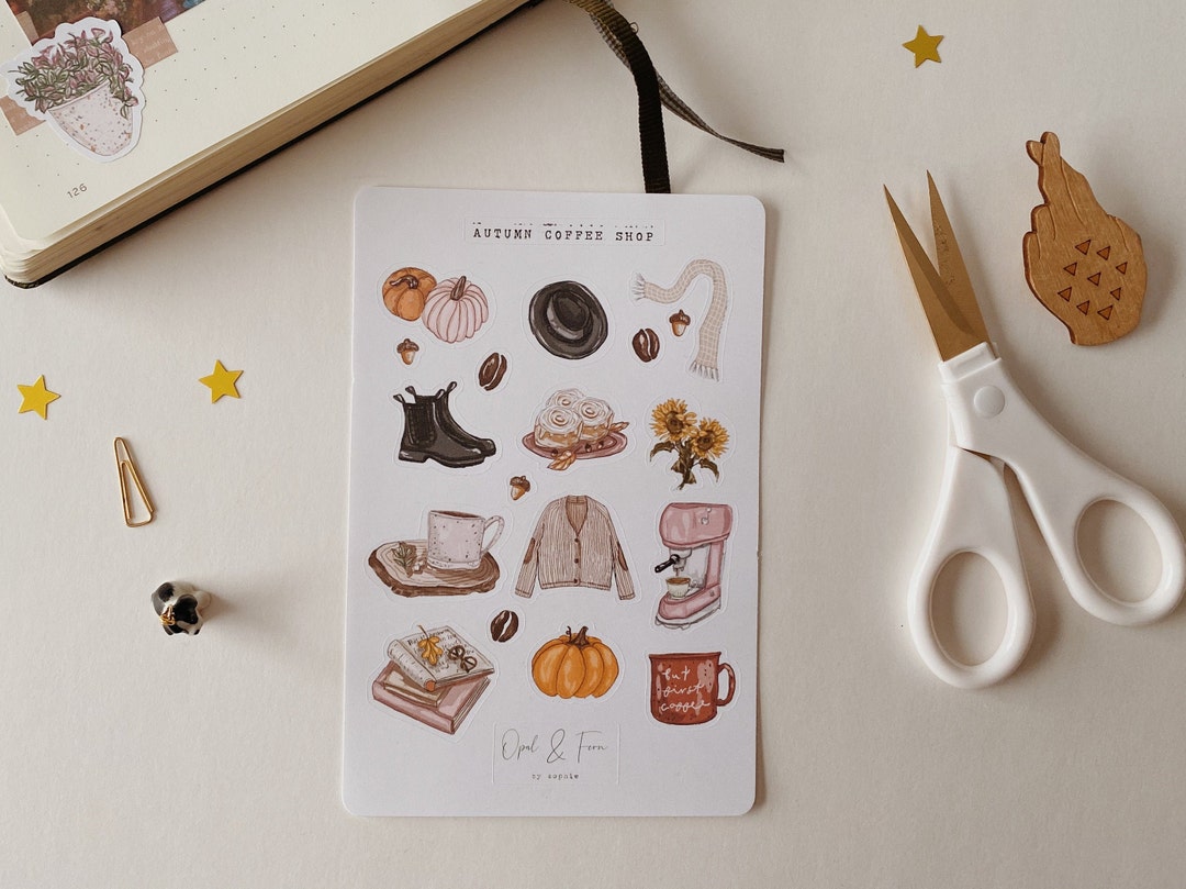 Autumn Coffee Shop Sticker Sheet - Etsy