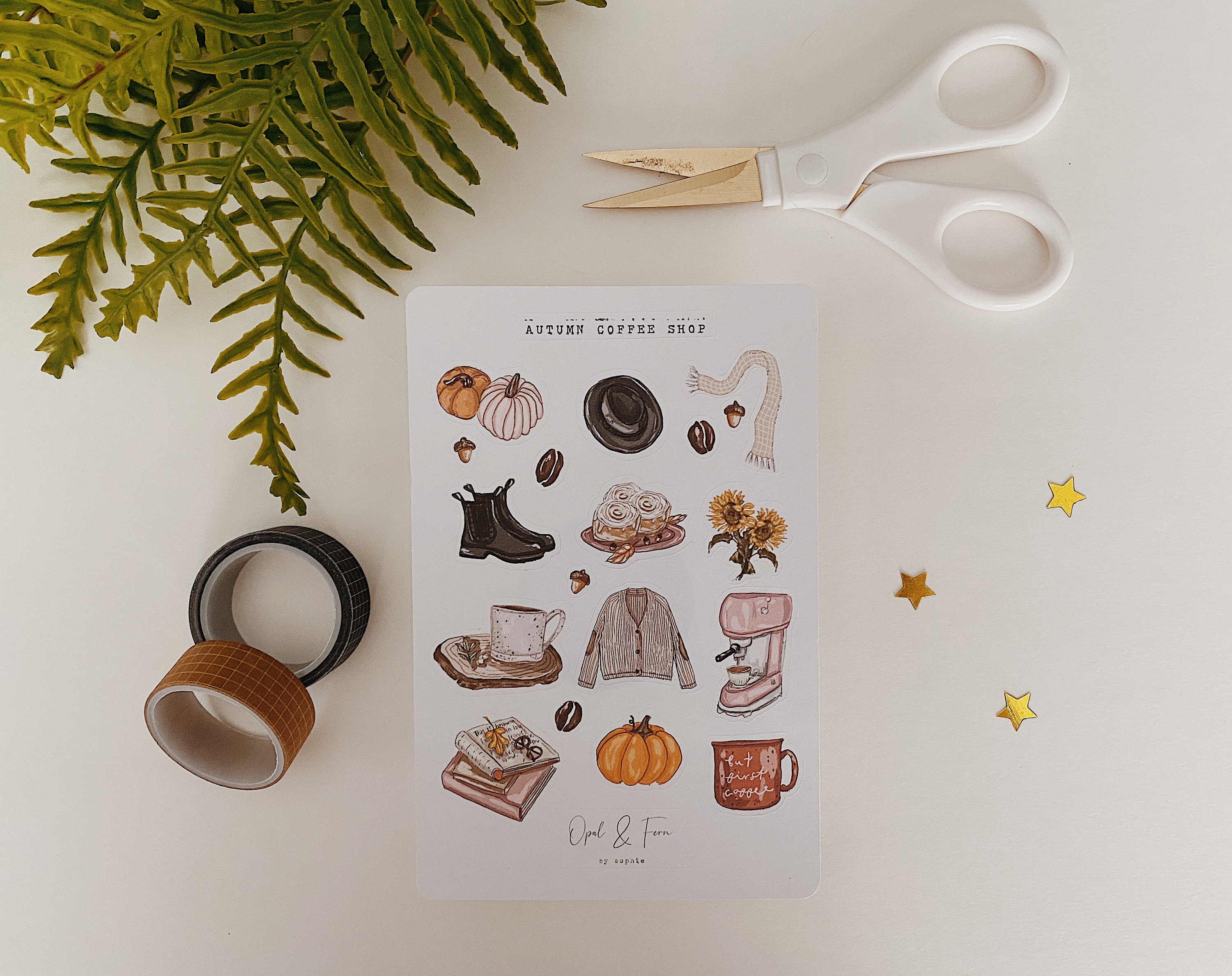 Autumn Coffee Shop Sticker Sheet - Etsy