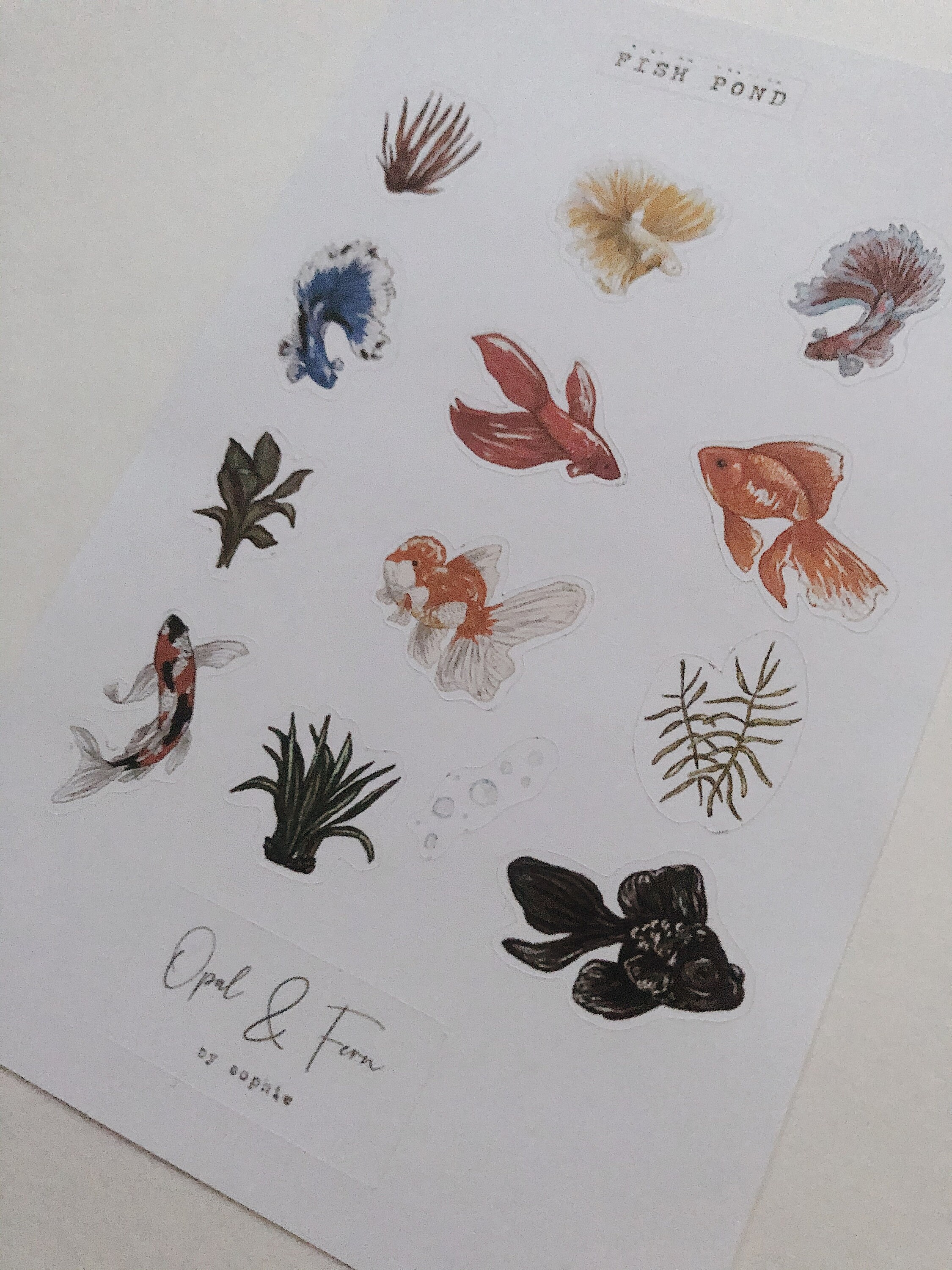 Fish Pond Sticker Sheet - Etsy