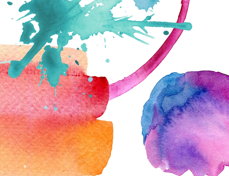 Watercolor Palette, Hand Painted Watercolor Shapes and Blobs, Splotches ...