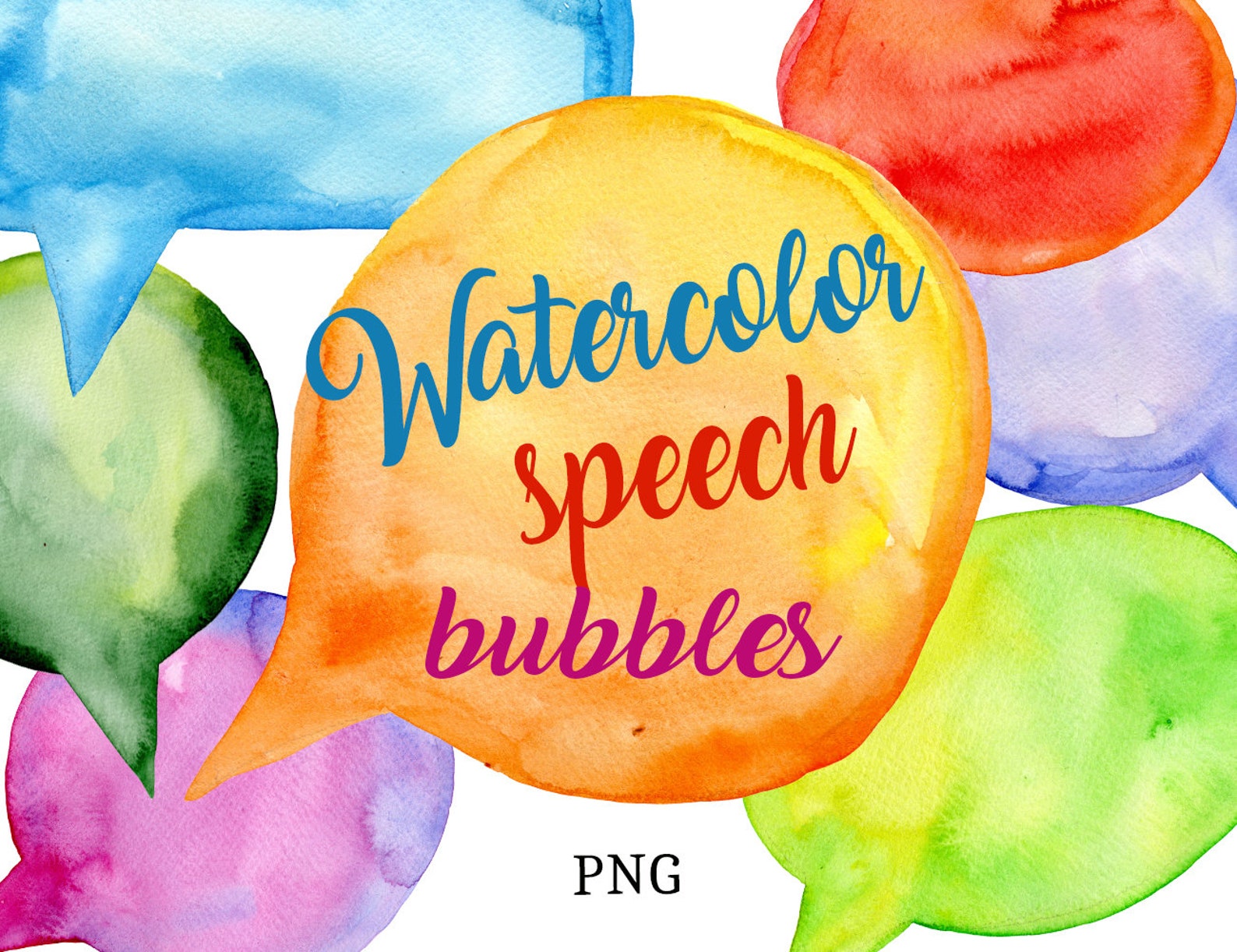 Watercolor Speech Bubble Hand Painted Clip Art, Speech Bubble Clipart ...