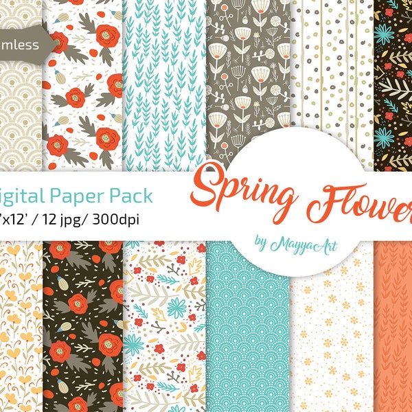 Flower Digital Paper - Etsy